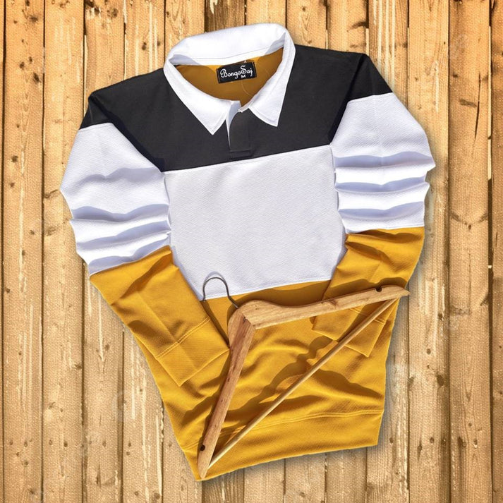 Full sleeve Collar Lycra White and Navy Blue Color – Bongosaj