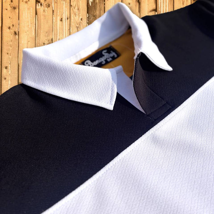 Full sleeve Collar Lycra White and Navy Blue Color – Bongosaj