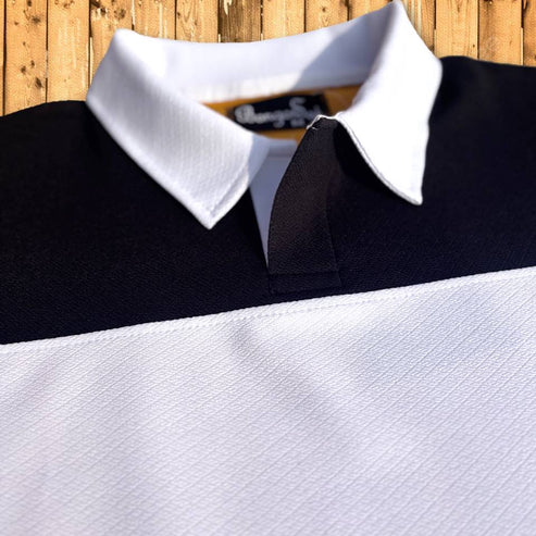 Full sleeve Collar Lycra White and Navy Blue Color – Bongosaj